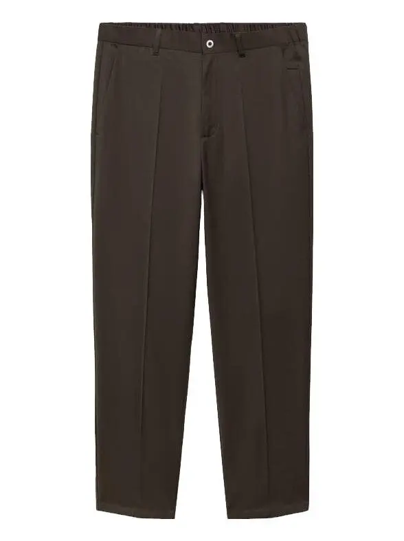 Mango Slim Fit Coolmax® Straight Leg Trousers - Brown