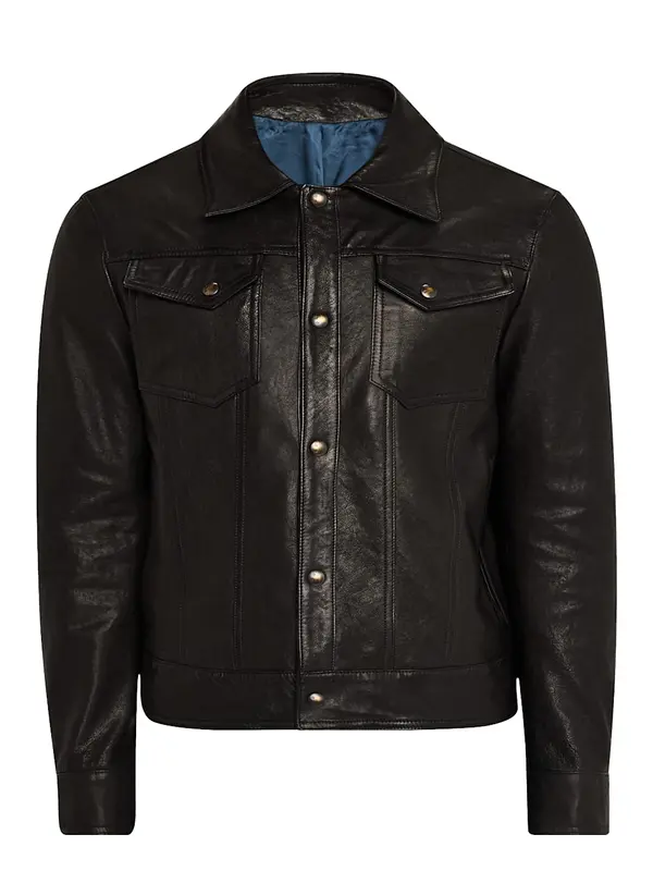 SAVAS Denham Leather Trucker Jacket - Black