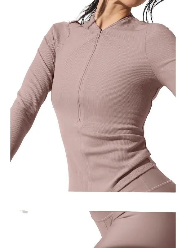 Alo Yoga Ribbed Long Sleeve Top - Taupe