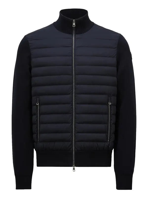 Moncler Padded Crêpe Cotton Zip-up Cardigan - Blue