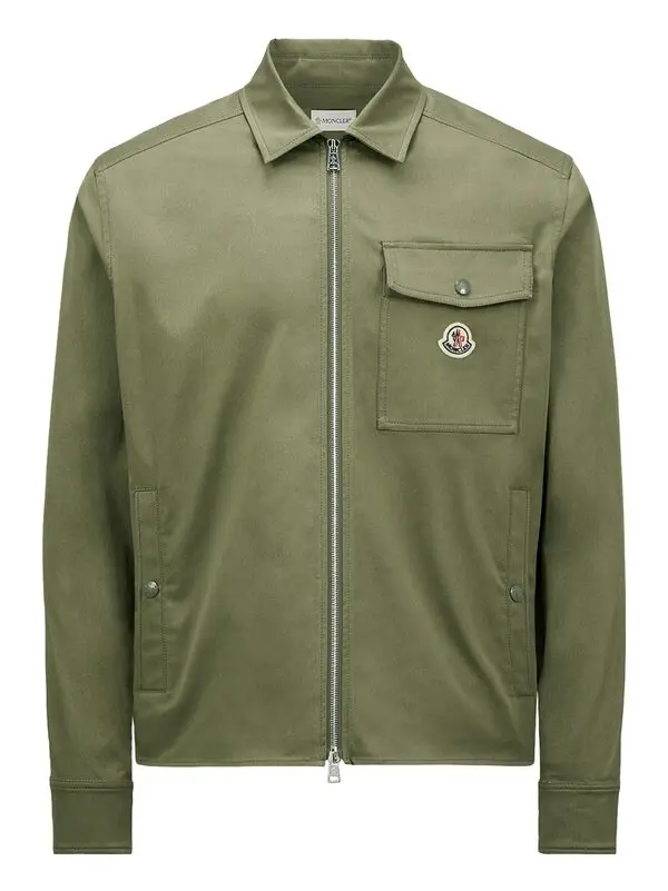 Moncler Cotton Gabardine Zip-up Shirt Jacket - Green