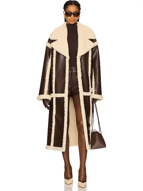 LOVERS AND FRIENDS Wayne Faux Shearling Coat - Brown
