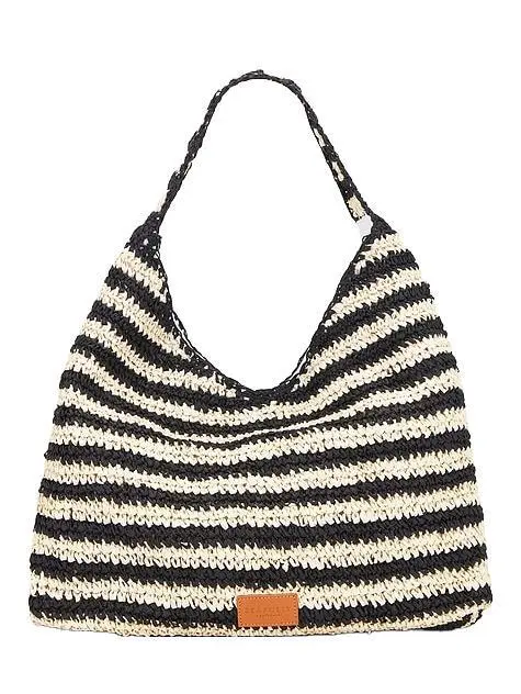 Seafolly Raffia Stripe Tote - Natural & Black