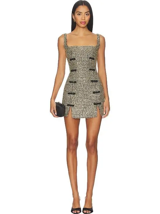 SAU LEE Aidan Tweed Mini Dress - Gold Multi