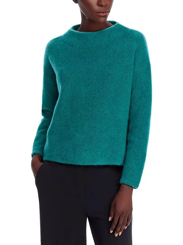 Eileen Fisher Funnel Neck Pullover Sweater - Evergreen