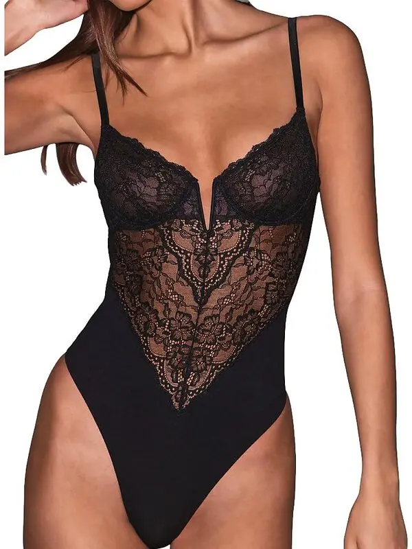 Fleur Du Mal Bianca Lace Bodysuit - Black
