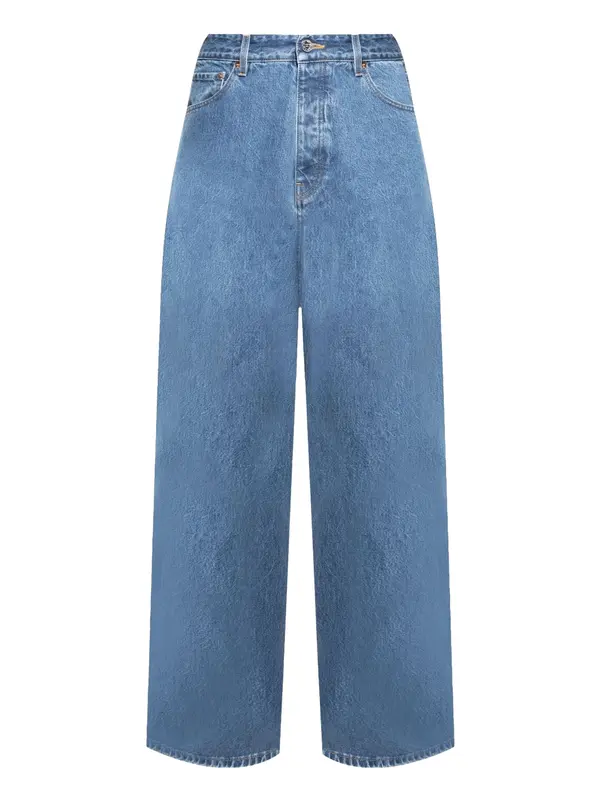 Vetements Logo-stitch Wide-leg Jeans - Blue