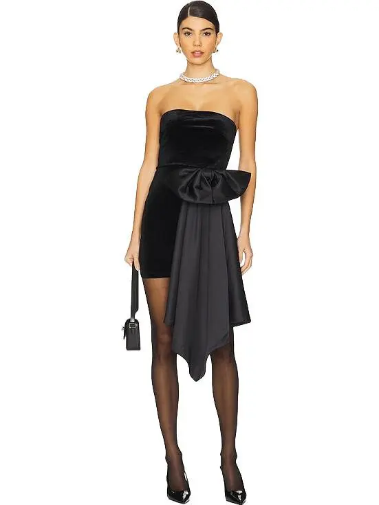 MORE TO COME Clea Velvet Mini Dress - Black