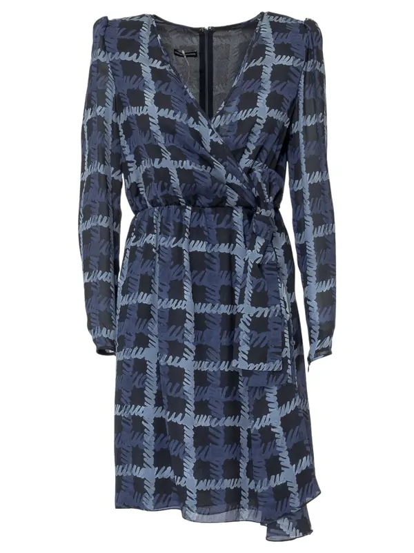 Emporio Armani Check-pattern Dress - Blue