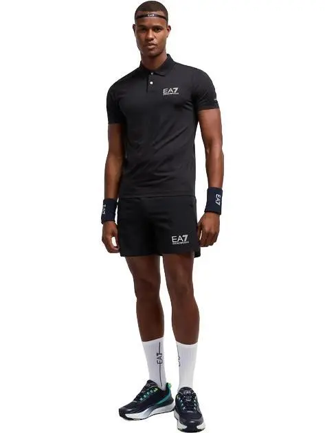 Emporio Armani Tennis Pro Polo Shirt In Ventus7 Technical Fabric - Black