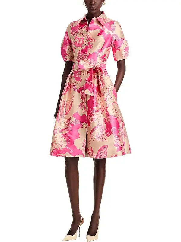Rickie Freeman For Teri Jon Floral Embossed Dress - Pink/nude