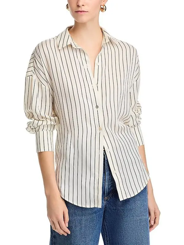 Bella Dahl Oversized Striped Shirt - Ivory Lurex Stripe