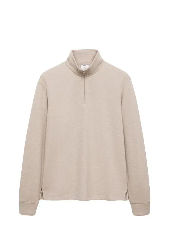 Mango Knit Cotton Blend Sweatshirt - Sand