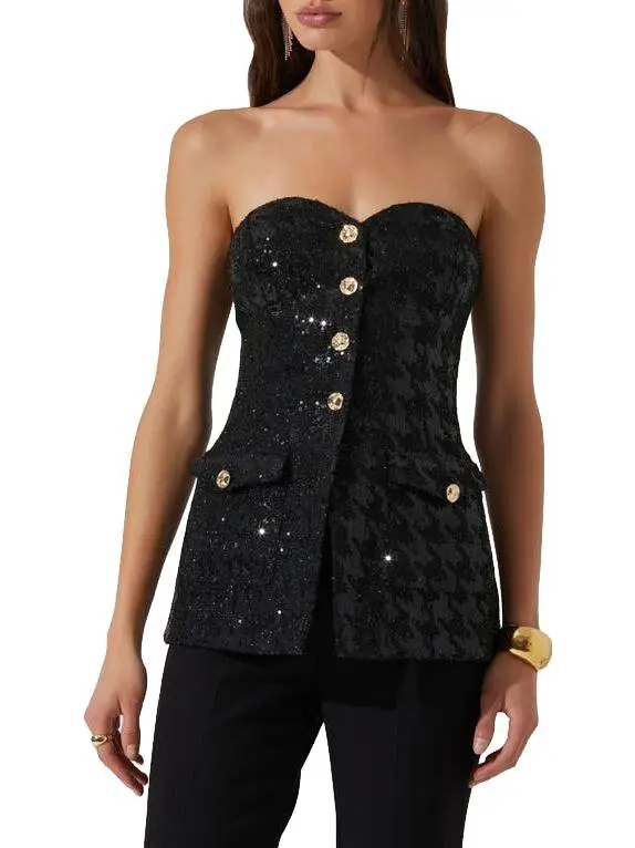 Astr The Label Milani Sequin Strapless Top - Black