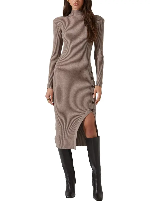 Astr The Label Soryn Long Sleeve Sweater Dress - Taupe
