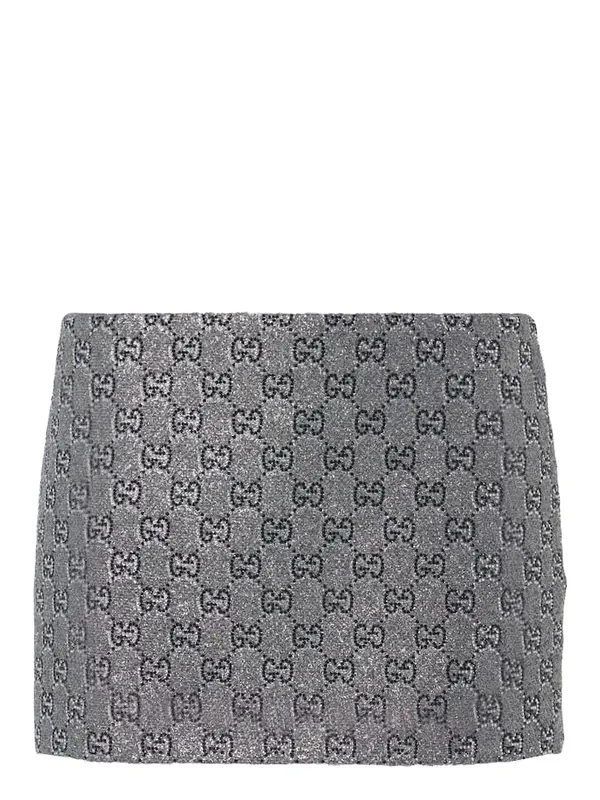 Gucci Gg Lamé Mini Skirt - Grey