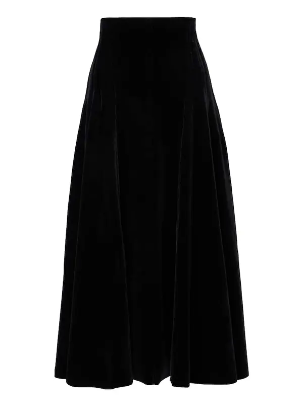 Norma Kamali Grace Velvet Midi Skirt - Black