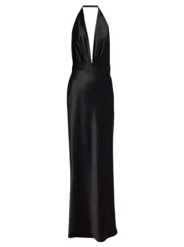 NILI LOTAN Essy Silk Charmeuse Gown - Black