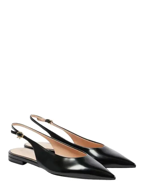 GIANVITO ROSSI Robbie Sling 05 Leather Slingback Flats - Black