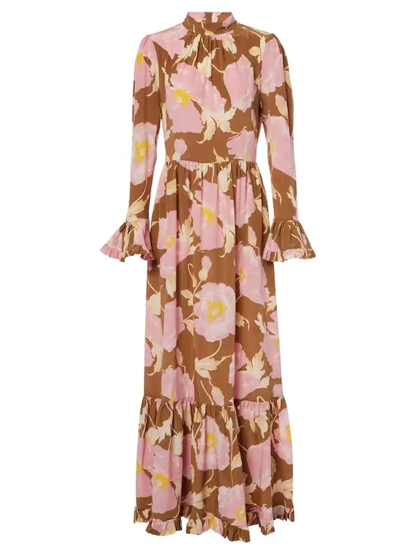 La DoubleJ Visconti Silk Crêpe De Chine Maxi Dress - Multicoloured