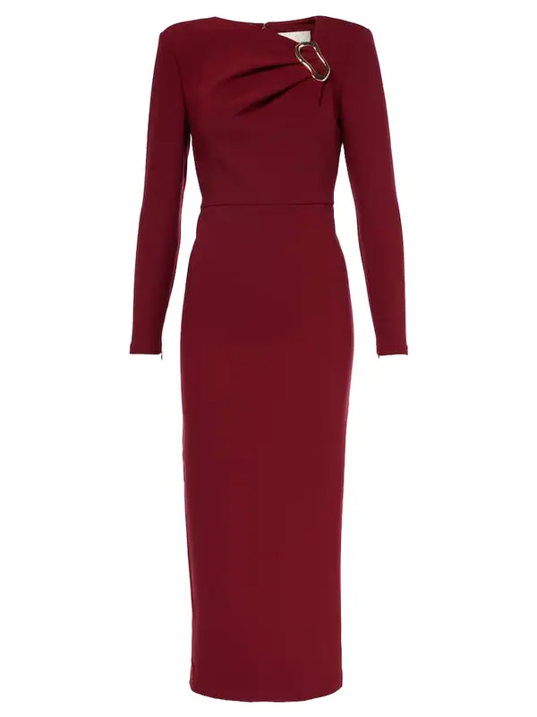 Roland Mouret Long-sleeved Crêpe Midi Dress - Burgundy