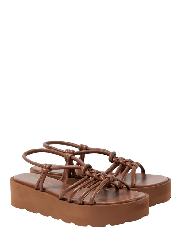 GIANVITO ROSSI Hebe Leather Platform Sandals - Brown