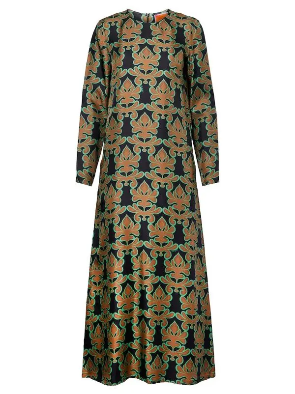 La DoubleJ Swing Printed Silk Twill Midi Dress - Multicoloured