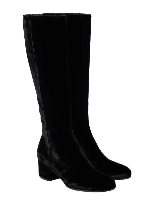 GIANVITO ROSSI Joelle 45 Velvet Knee-high Boots - Black
