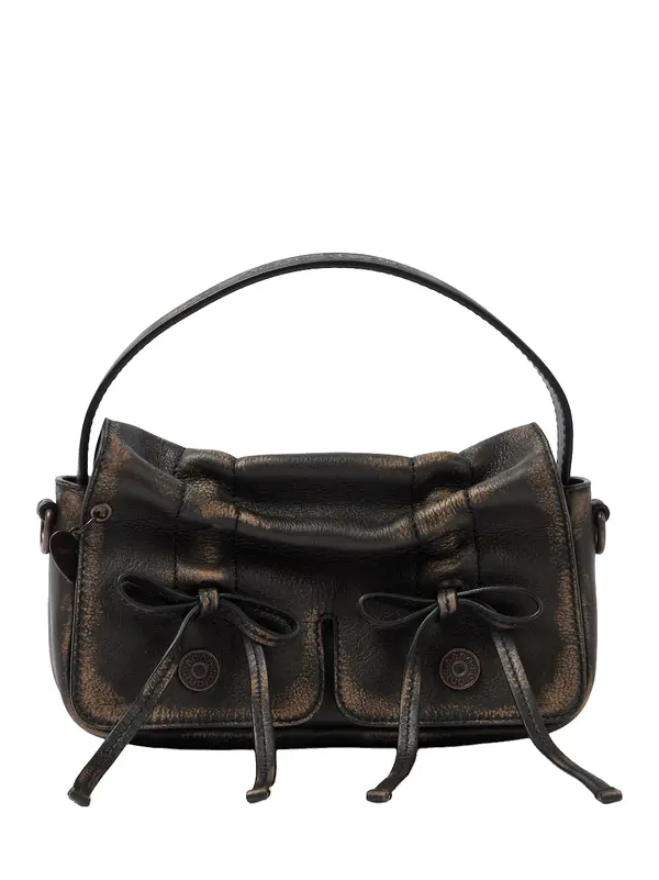 Acne Studios Micro Bow-detail Leather Shoulder Bag - Brown