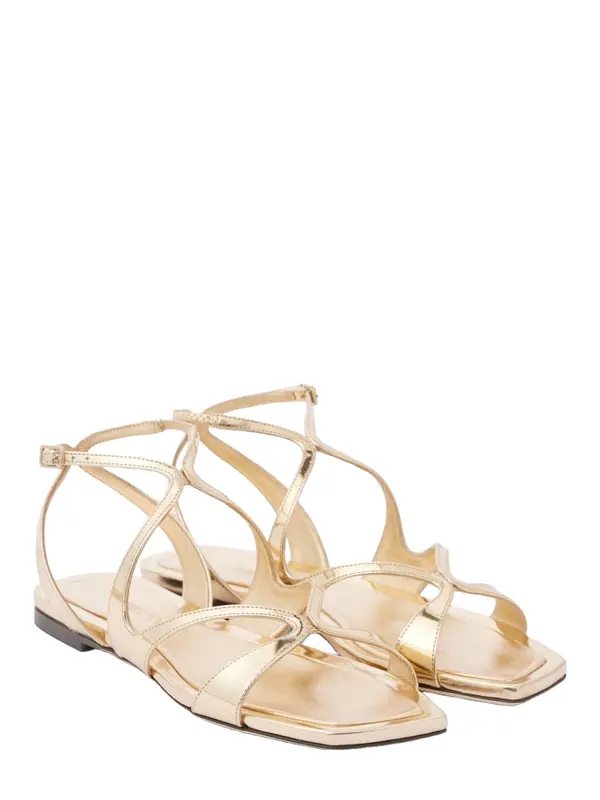 JIMMY CHOO Ayla 110 Metallic Leather Sandals - Gold