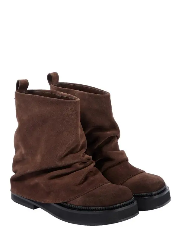 Attico Mini Robin Suede Ankle Boots - Brown