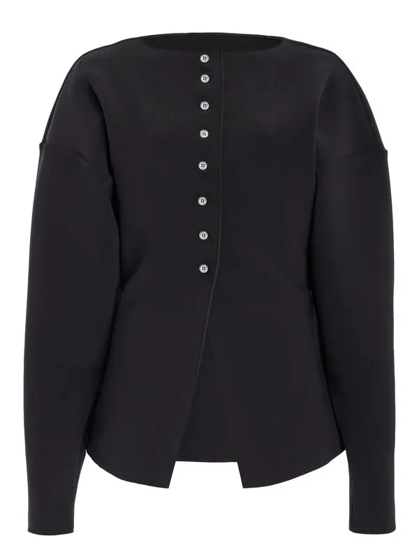BIRROT Bonded Crepe Cardigan - Black