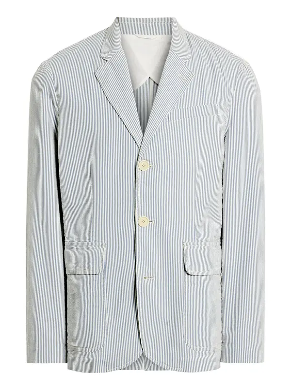 ALEX MILL Striped Cupro-seersucker Blazer - Light Blue