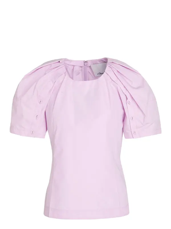 3.1 Phillip Lim Ruched Cotton-blend Poplin Top - Lilac