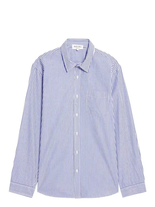 ALEX MILL Striped Cotton Oxford Shirt - Blue