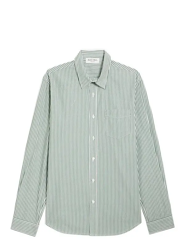ALEX MILL Striped Cotton Oxford Shirt - Green