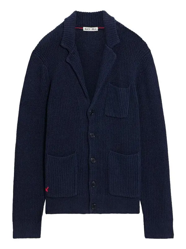 ALEX MILL Mitchell Linen And Cotton-blend Cardigan - Midnight Blue