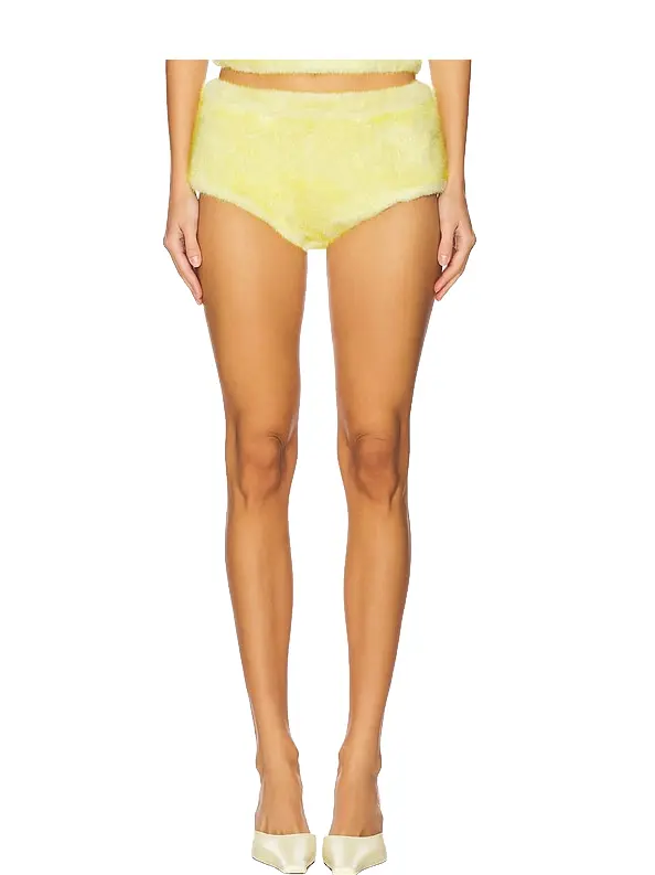CULTNAKED Micro Faux Fur Shorts - Limelight