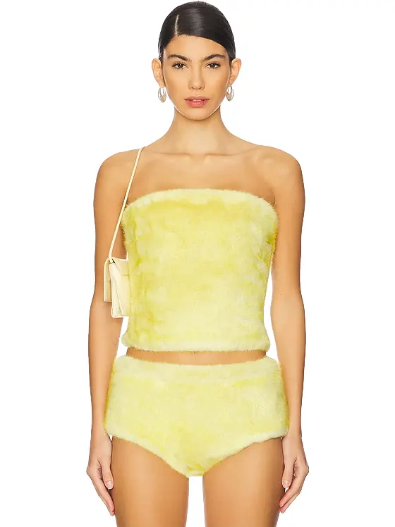 CULTNAKED Power Faux Fur Bandeau Top - Limelight