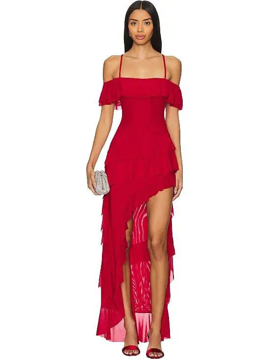 RUNAWAY THE LABEL Hariette Maxi Dress - Red