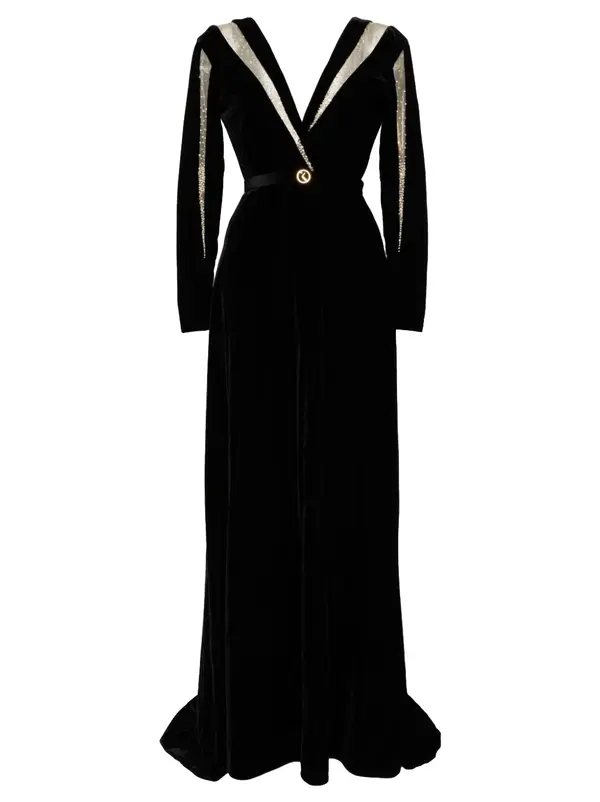 SAIID KOBEISY Velvet Long Dress - Black