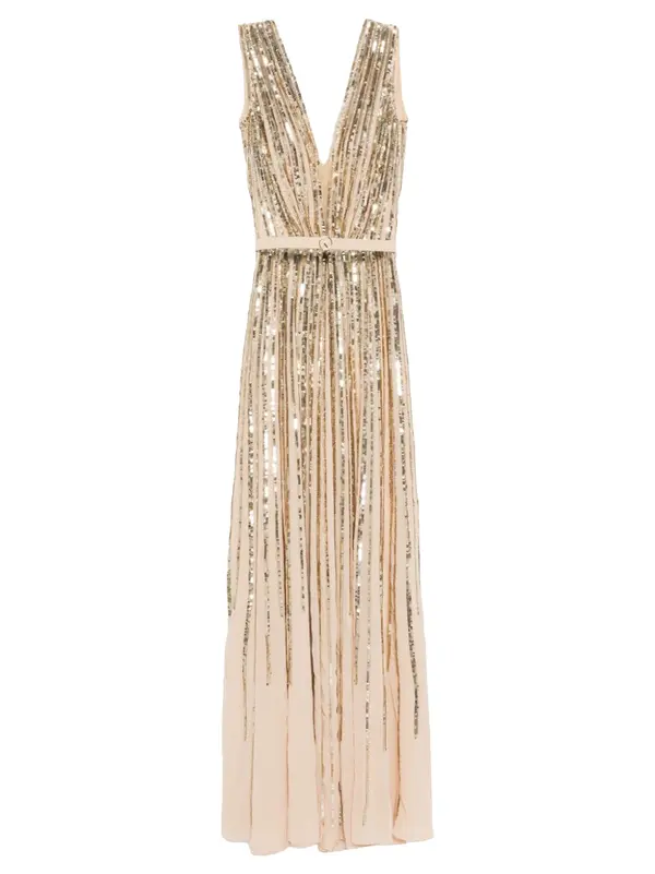SAIID KOBEISY Sequin Long Dress - Neutrals