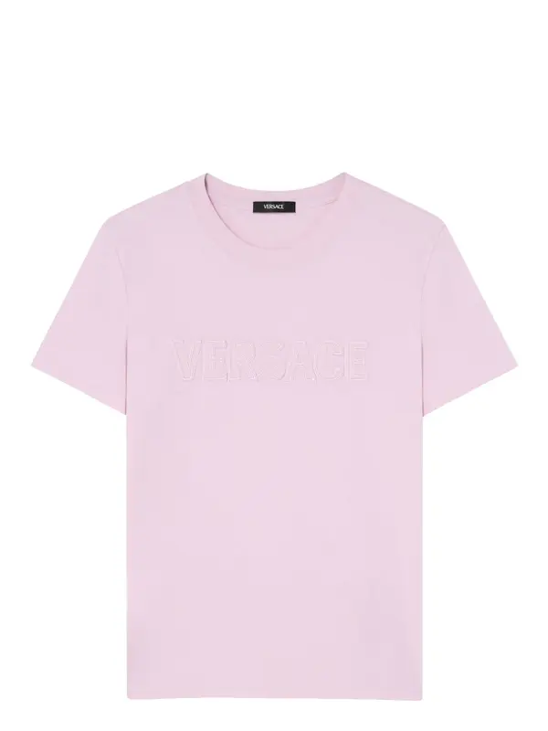 Versace Logo-embroidered T-shirt - Pink