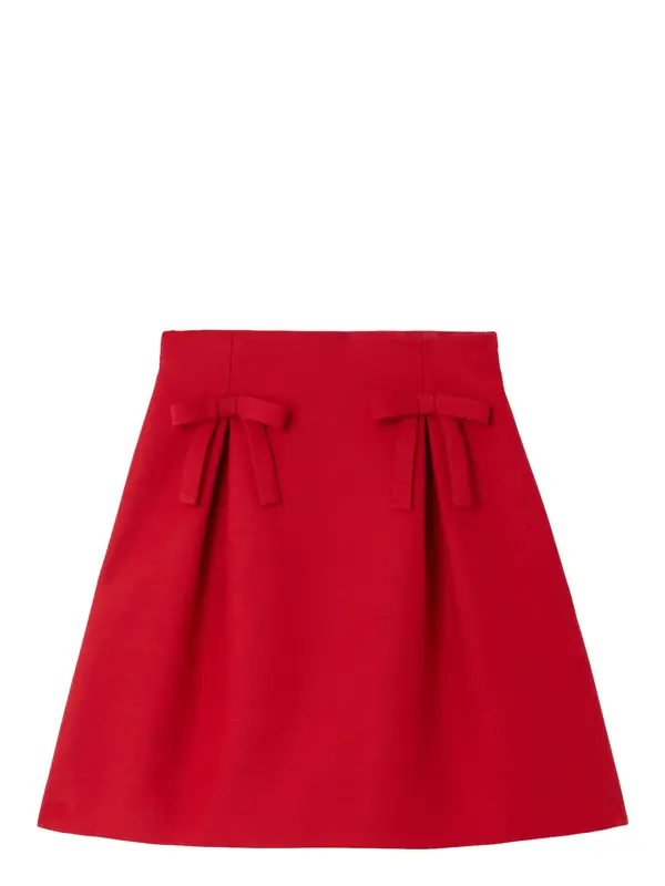 Valentino Garavani Bow-detailed Pleated Mini Skirt - Red
