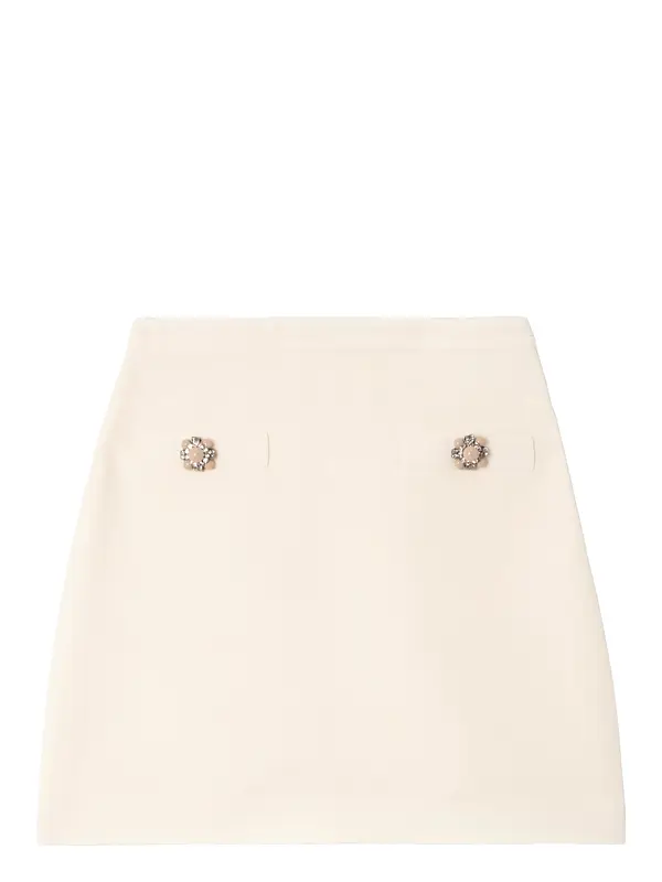 Valentino Garavani Embellished Wool And Silk-blend Crepe Mini Skirt - Ivory