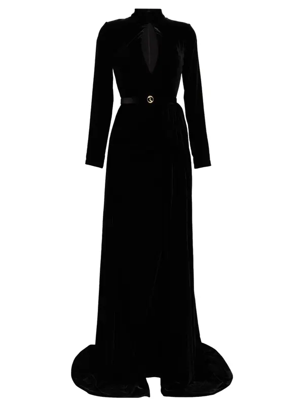 SAIID KOBEISY Velvet Long Dress - Black