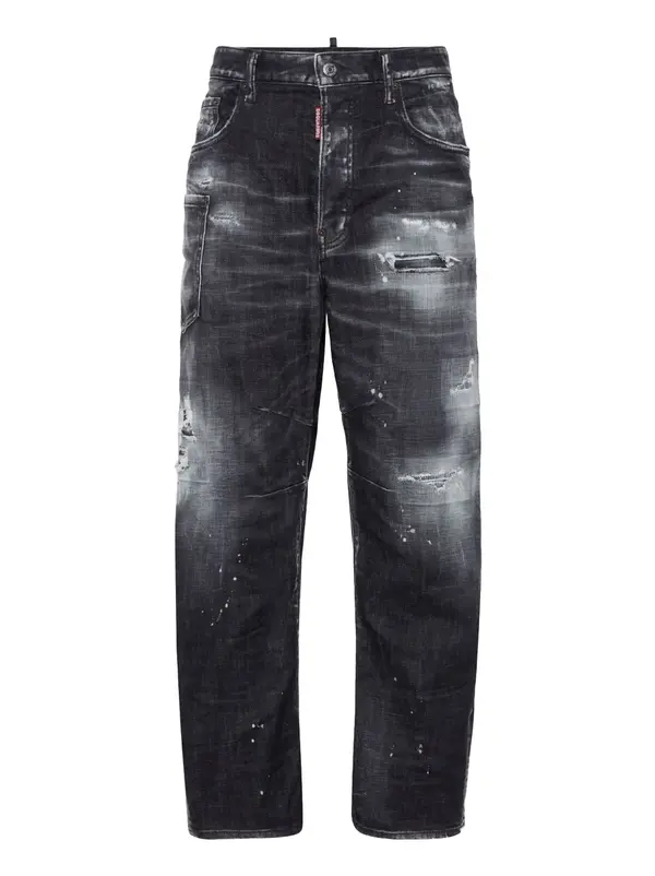 Dsquared2 Distressed Wide Leg Jeans - Black