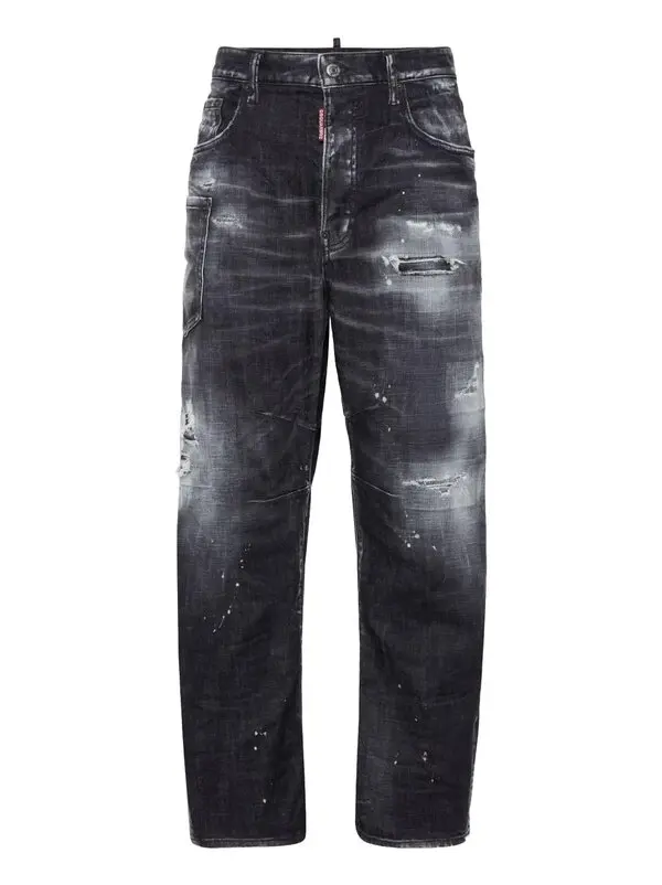 Dsquared2 Distressed Wide Leg Jeans - Black