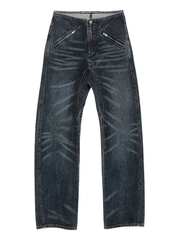 Alexander Wang Rhinestone-embellished Jeans - Blue