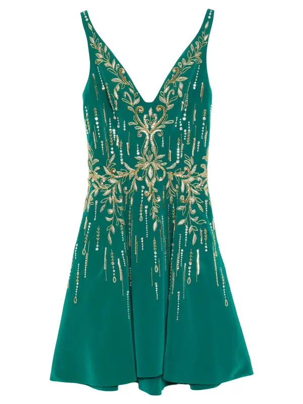 SAIID KOBEISY Crepe Beaded Dress - Green